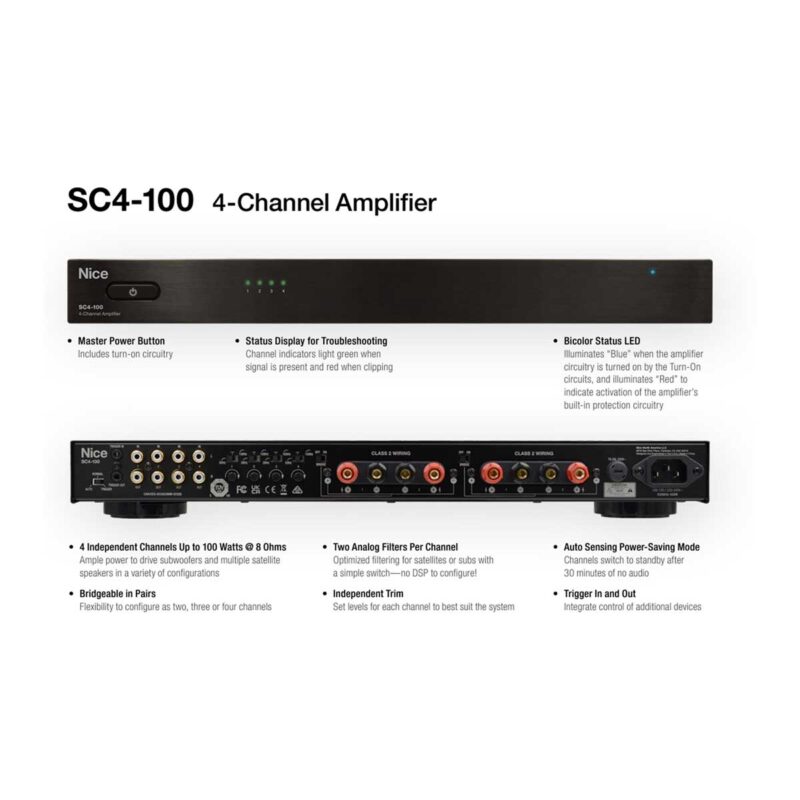 SpeakerCraft NICE SC4-100 4 Channel Amplifier – Rapallo