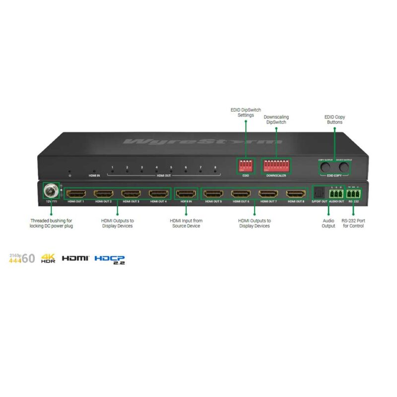 WyreStorm SP-0108-SCL 4K HDR 1:8 Splitter – Rapallo